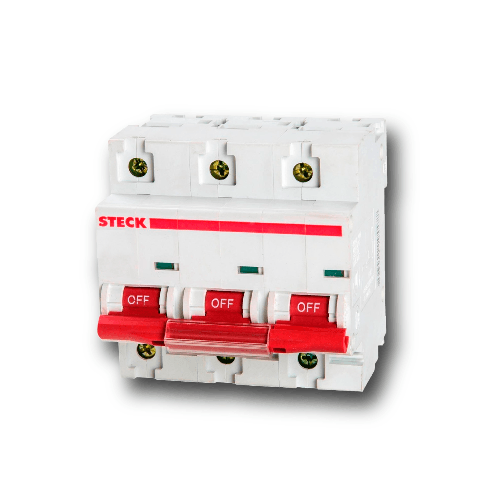 DISJUNTOR 3P 6A C 3KA DIN CURVA C COM ALAVANCA ARTICULADA - SDD63C06 - STECK - Eletrica Bahiana